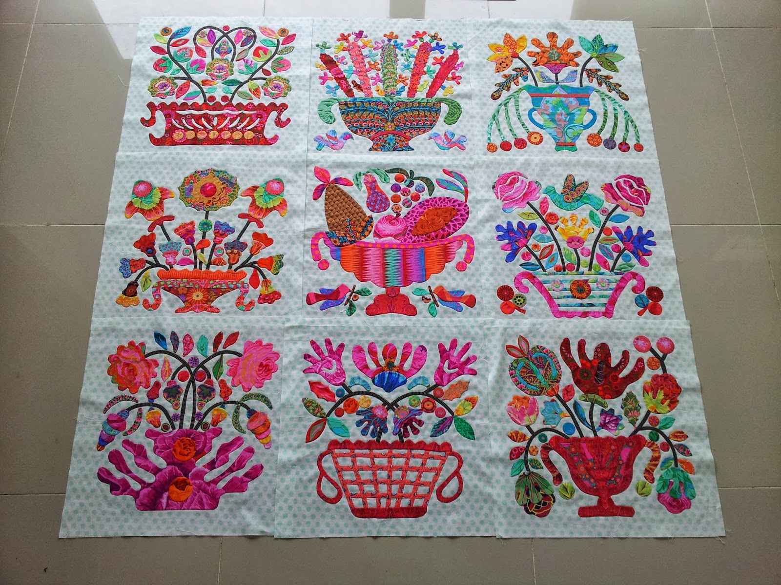 Glorious Applique: Roseville Album centre blocks finished
